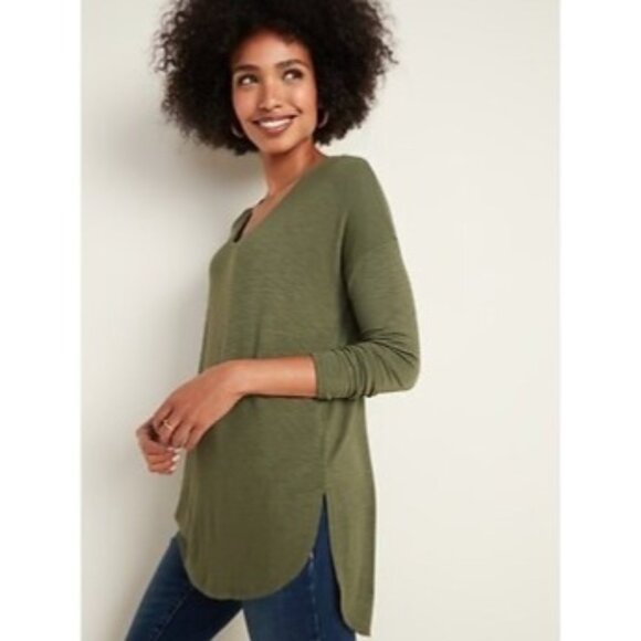 Old Navy | Tops | Old Navy Luxe Vneck Tunic Top Slub Hunter Pine Womens ...